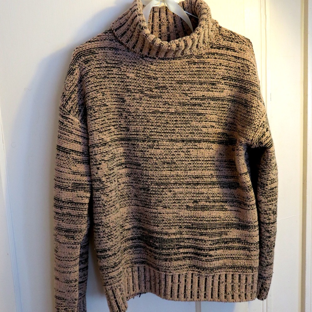 Bcbgmaxazria Stylish Tan & Black Turtle Neck Sweater.… - Gem